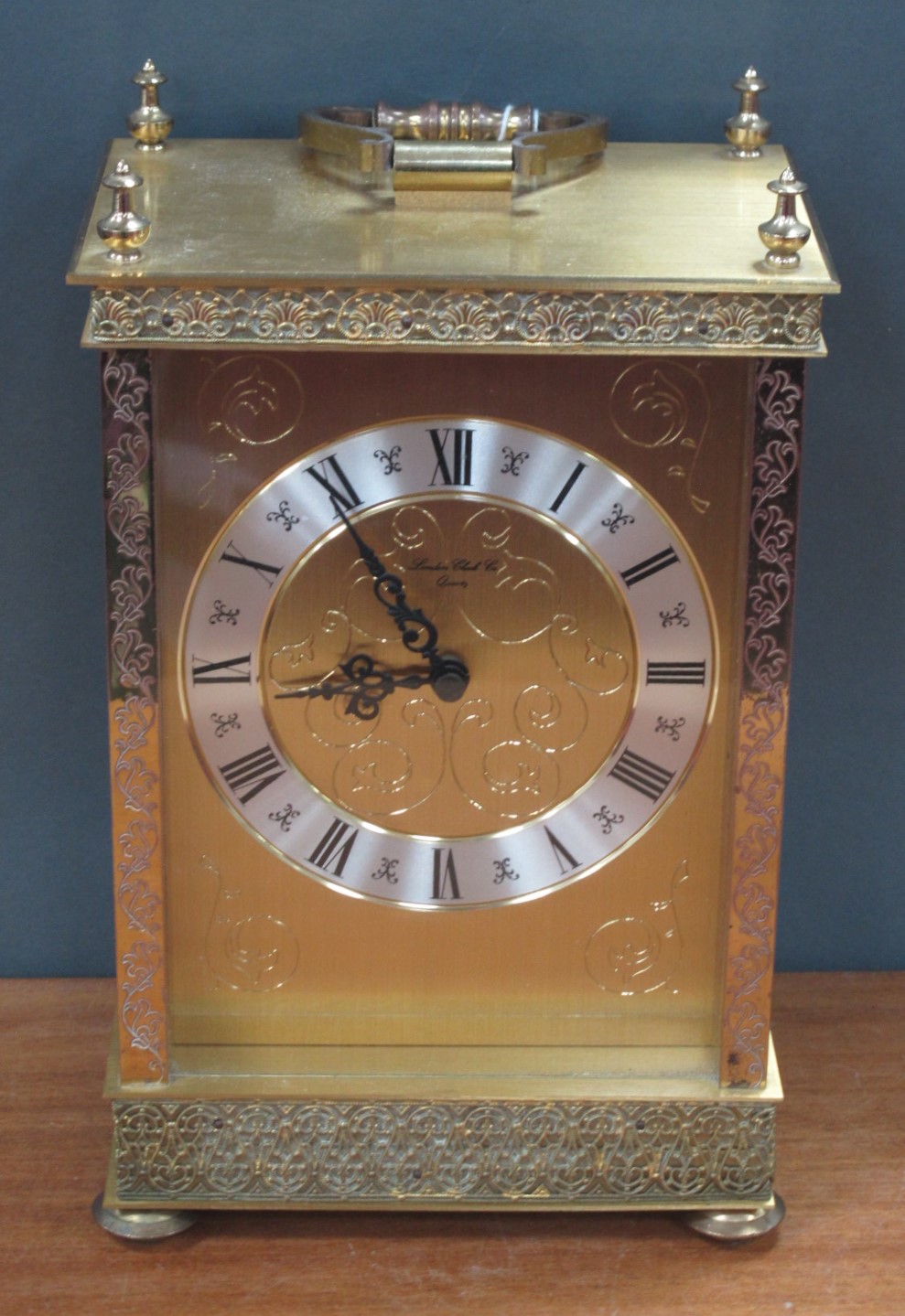 Lot 1420 - London Clock Co, Brass Cased Mantle Clock,