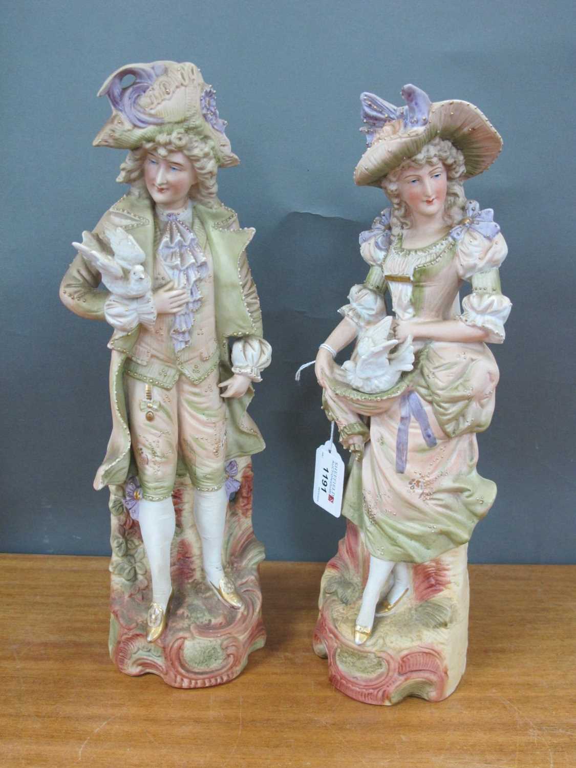 Lot 1191 - Pair of Bisque Pottery Figurines, of