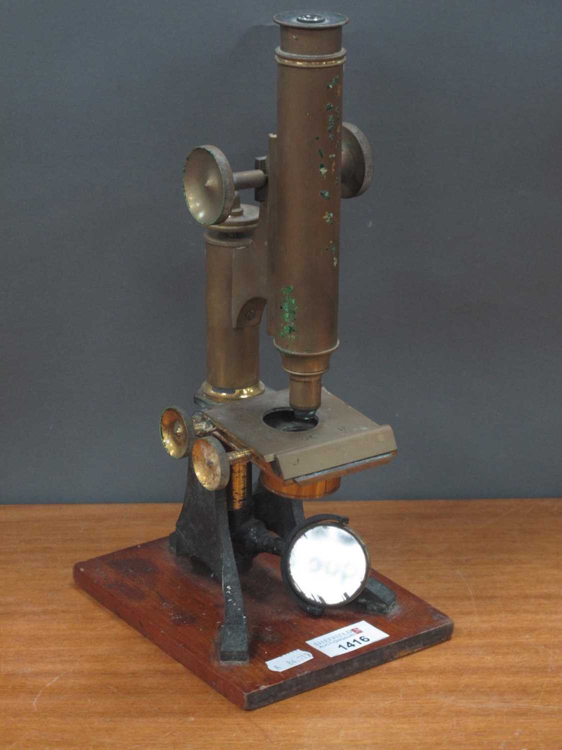 Lot 1416 - Early XX Century Brass Microscope by Perken