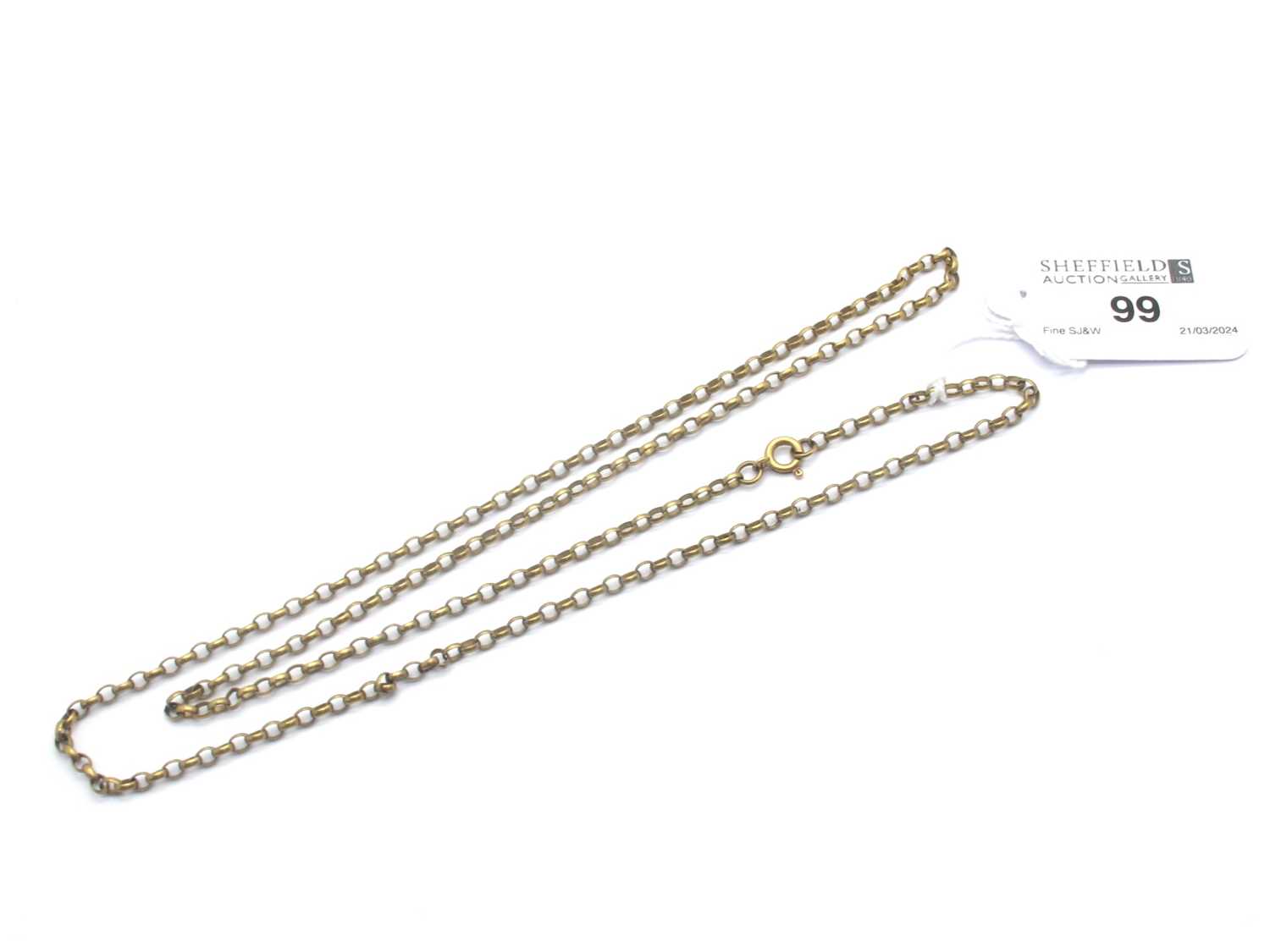 Lot 99 - A Belcher Link Chain, stamped "9K", 74cm long