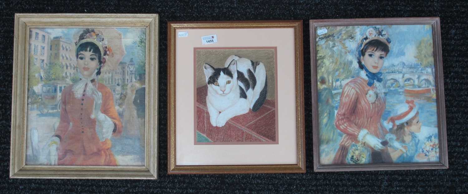 Lot 1455 - E.J.Mehat Study of a Cat, signed and dated