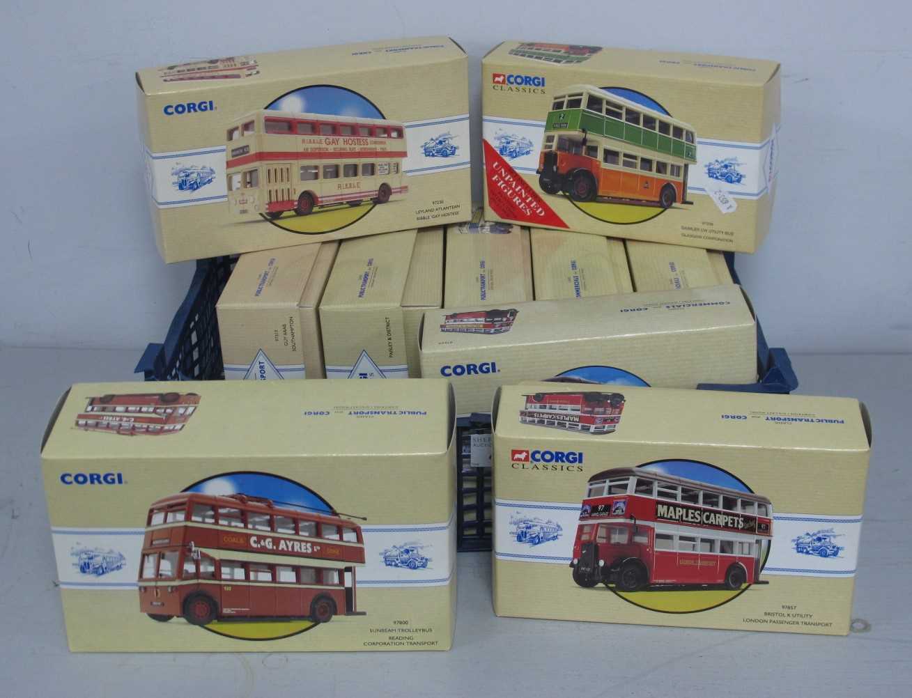 Lot 465 - Ten Diecast Model Buses by Corgi, to include
