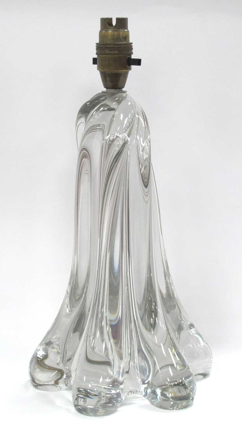 Lot 1315 - Glass Table Lamp, probably French of fluted