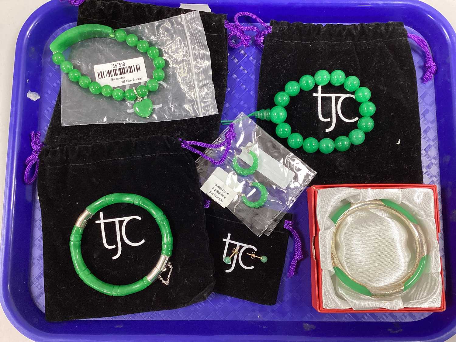 Lot 47 - TJC; Modern Green Jade and Other Jewellery,