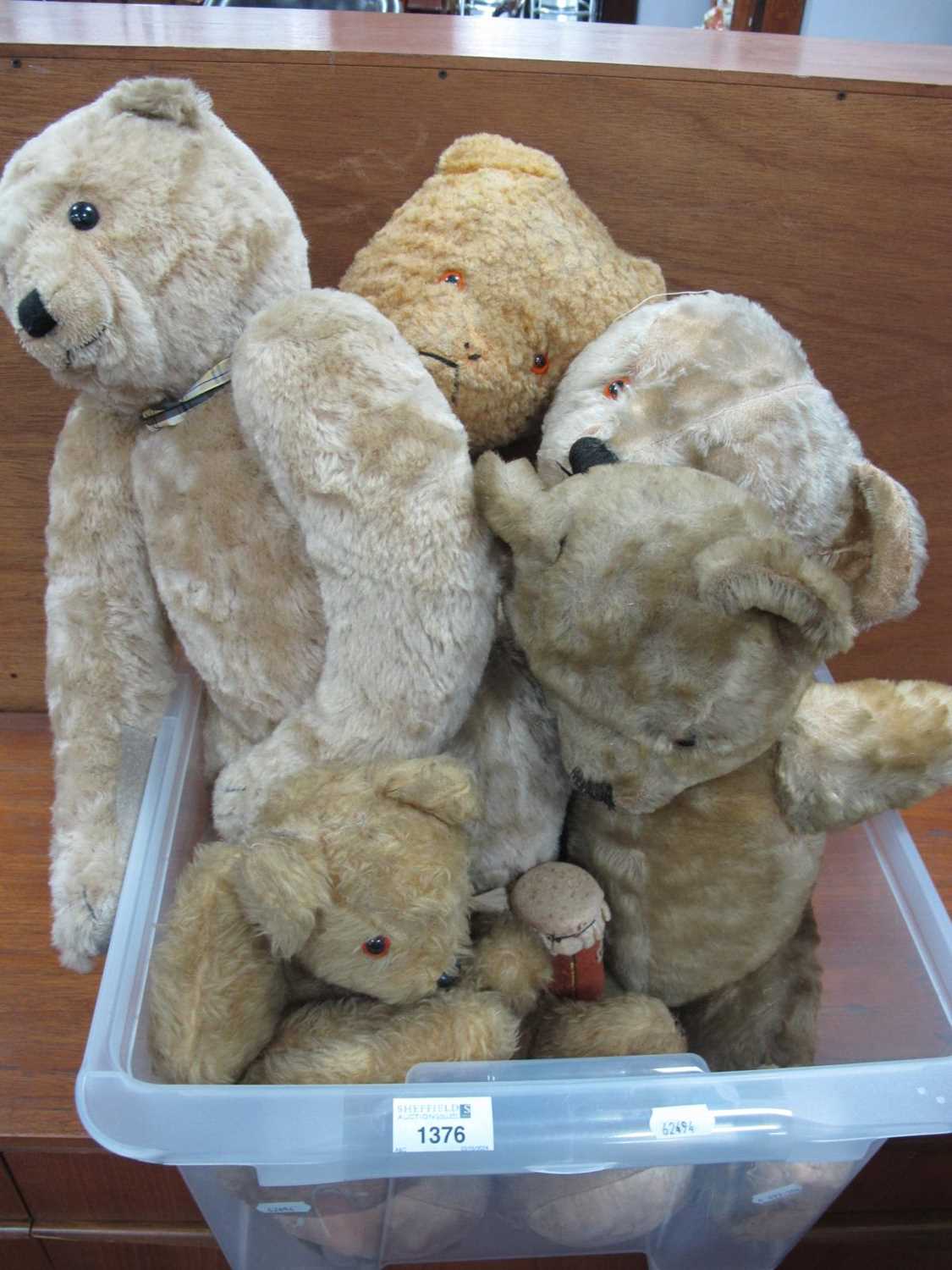 Lot 1376 - Five Gold Plush Teddy Bears, including