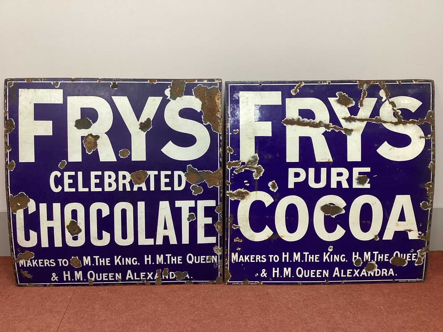 Lot 1263 - An Original Enamel Sign 'Fry's Celebrated