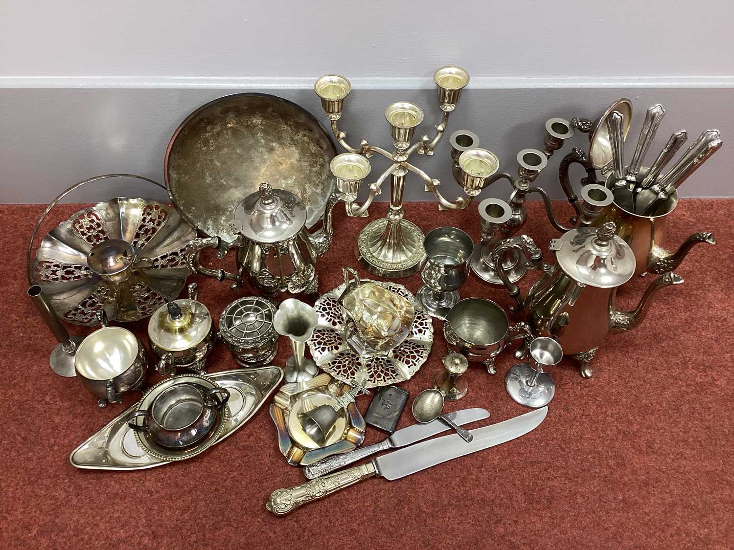 Lot 54 - Assorted Plated Ware, including a hallmarked