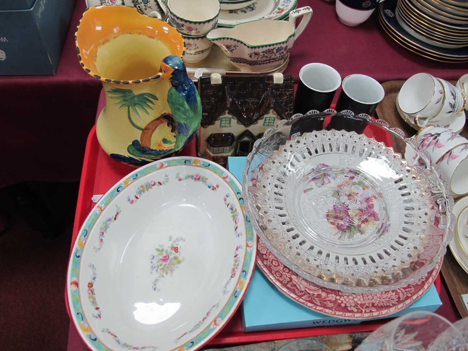 Lot 1201 - Burleigh Parrot Handle Jug and Vase 4910 B,