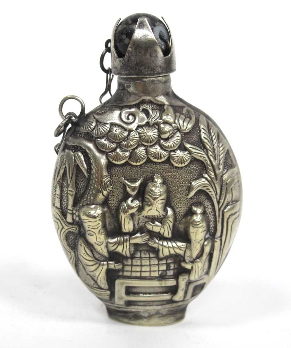 Lot 1311 - A Chinese White Metal Wong Hing Snuff