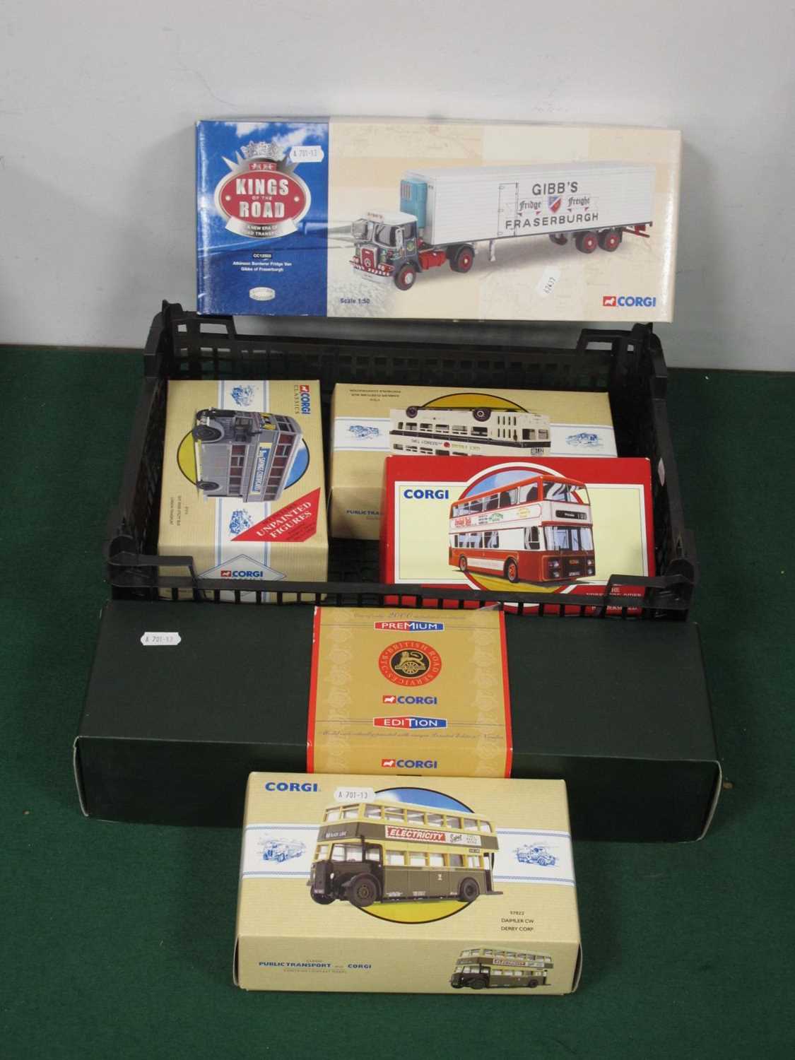Lot 572 - Six Corgi Diecast Model Buses and Commercial