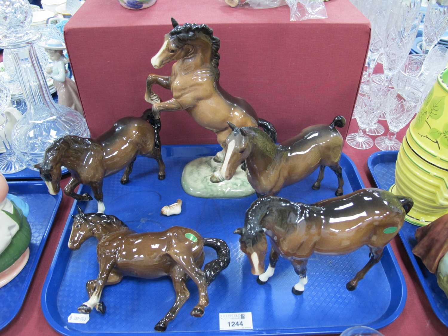 Lot 1244 - Beswick Rearing Horse on Naturalistic Base,