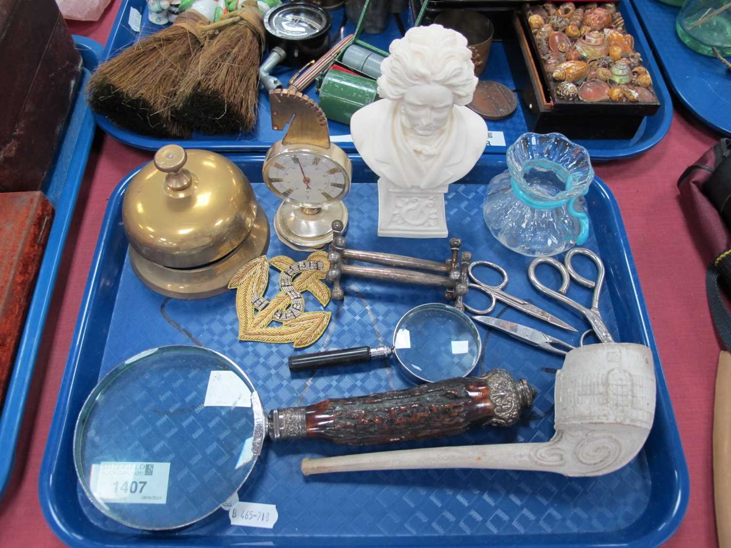 Lot 1407 - Stag Handled Magnifying Glass, Crystal