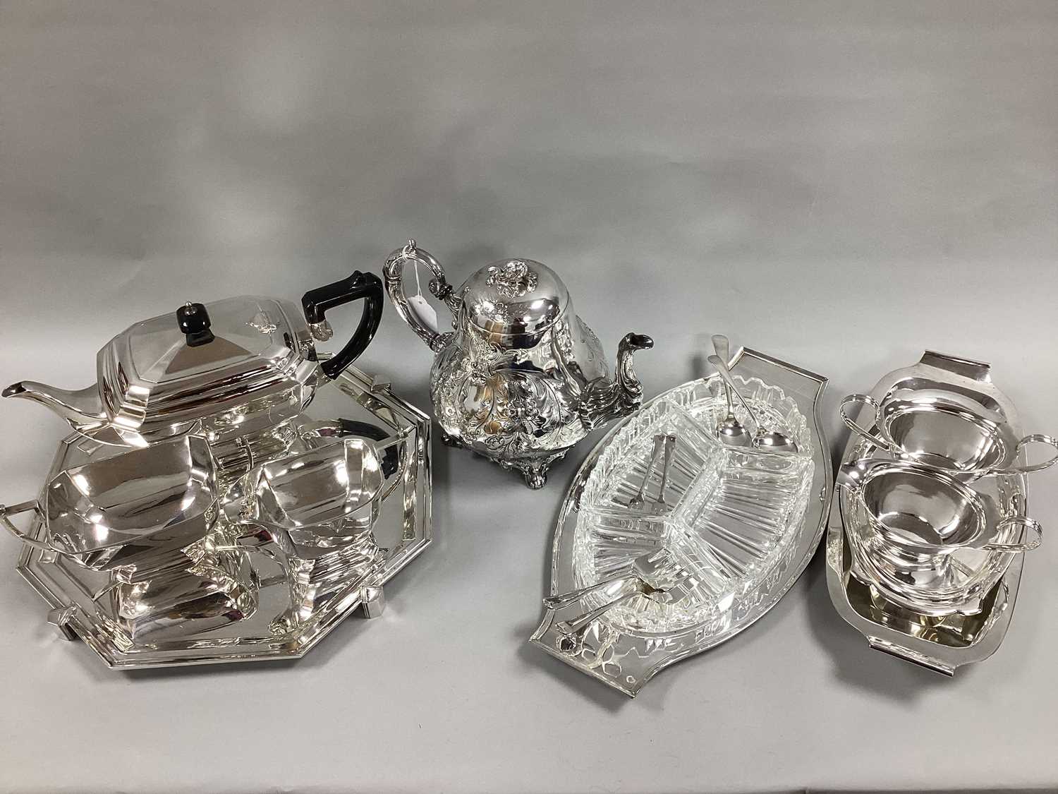 Lot 69 - CWF Art Deco Style Three Piece Plated Tea Set,