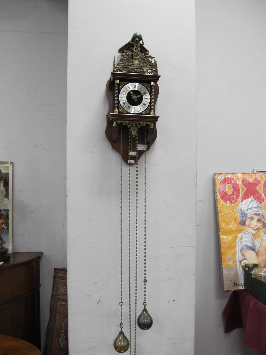 Lot 1369 - Dutch Wall Clock, with twin pear shaped