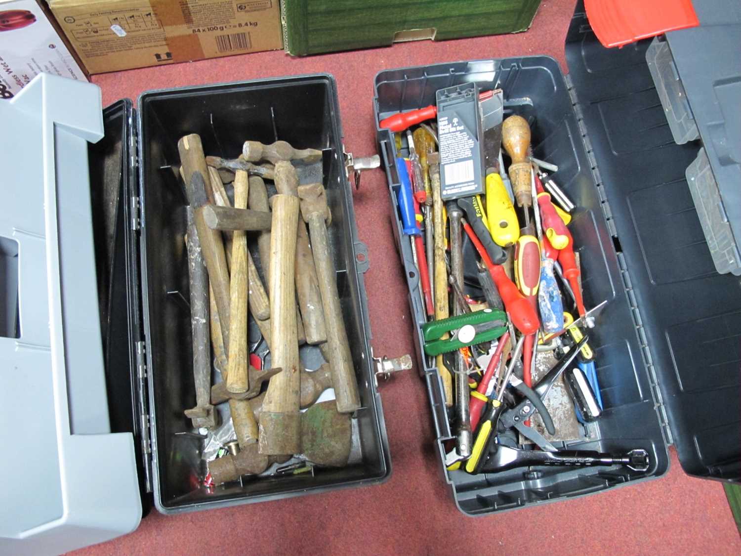 Lot 1023 - Tool Box, containing tools etc, hammer,