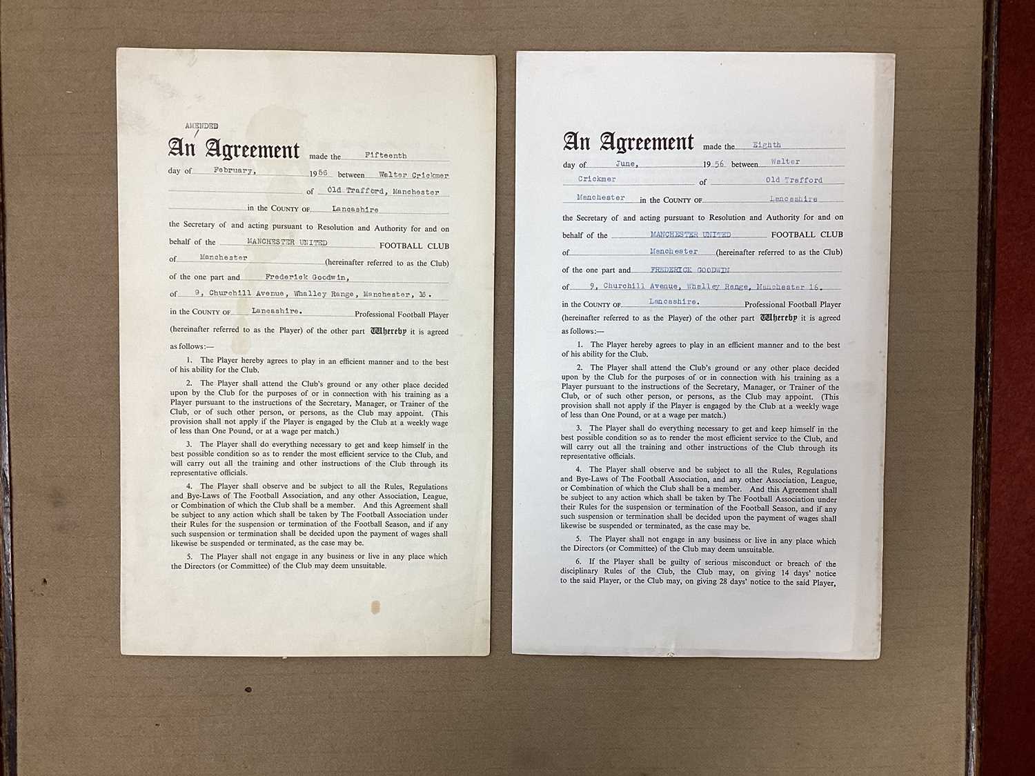 Lot 717 - Manchester United Player Contracts for Busby