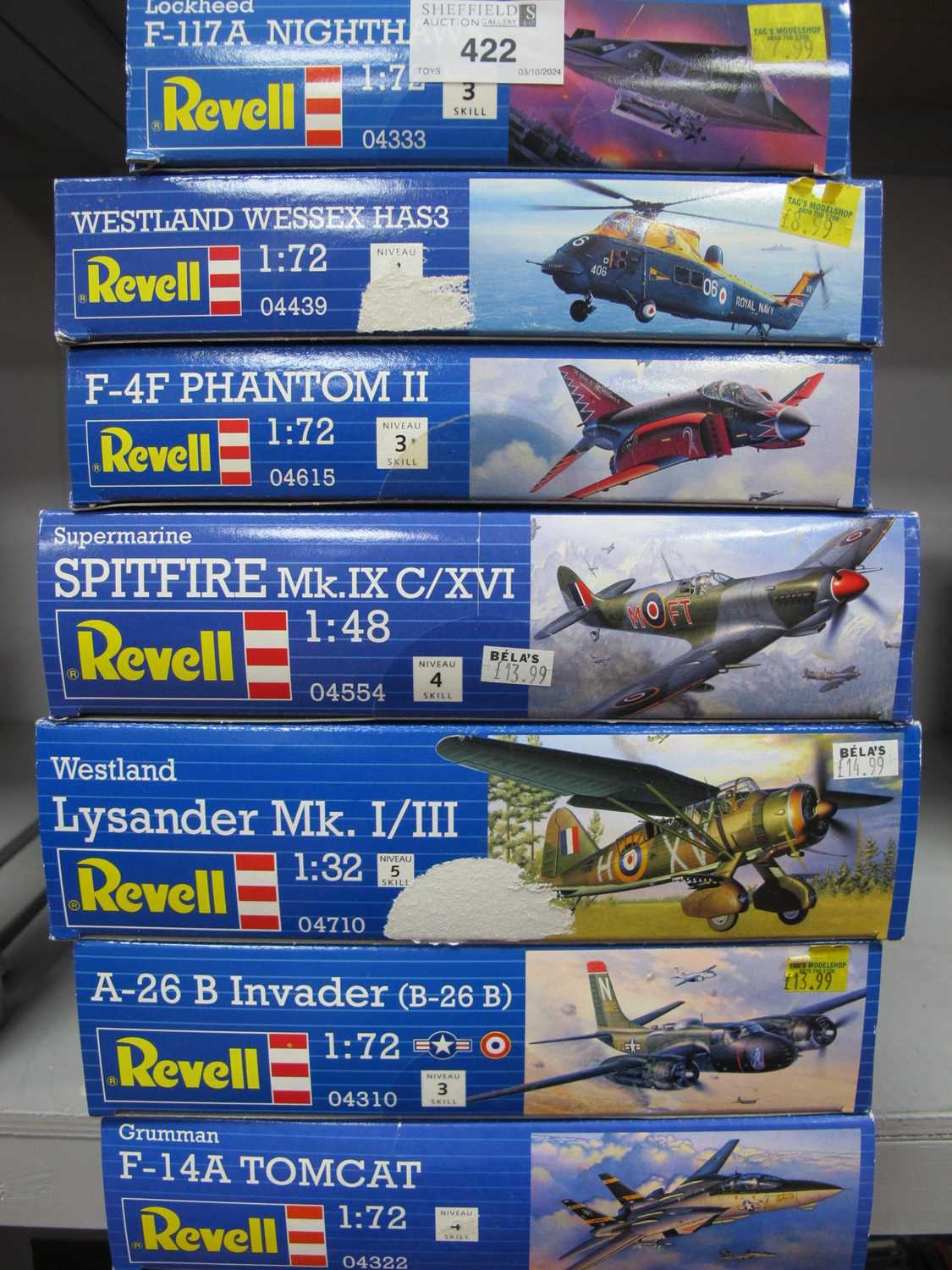 Lot 422 - Seven Revell Plastic Model Military Aircraft