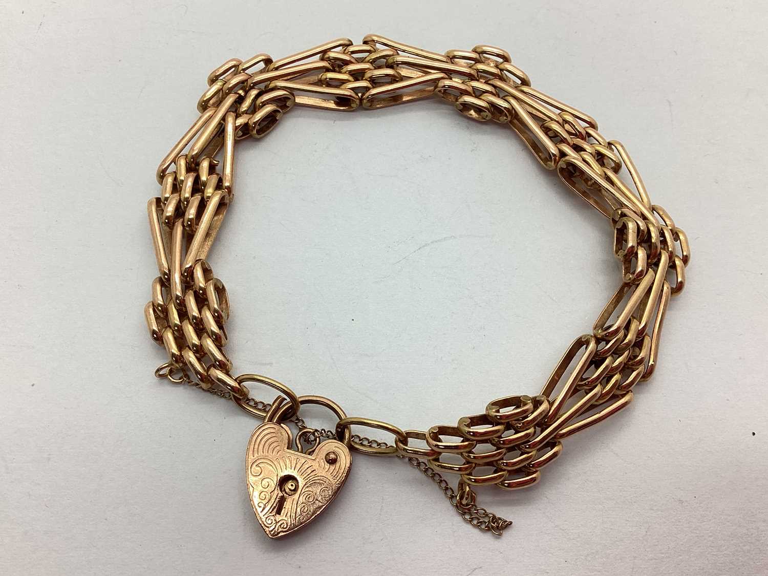 Lot 45 - A 9ct Rose Gold Gate Link Bracelet of Panel