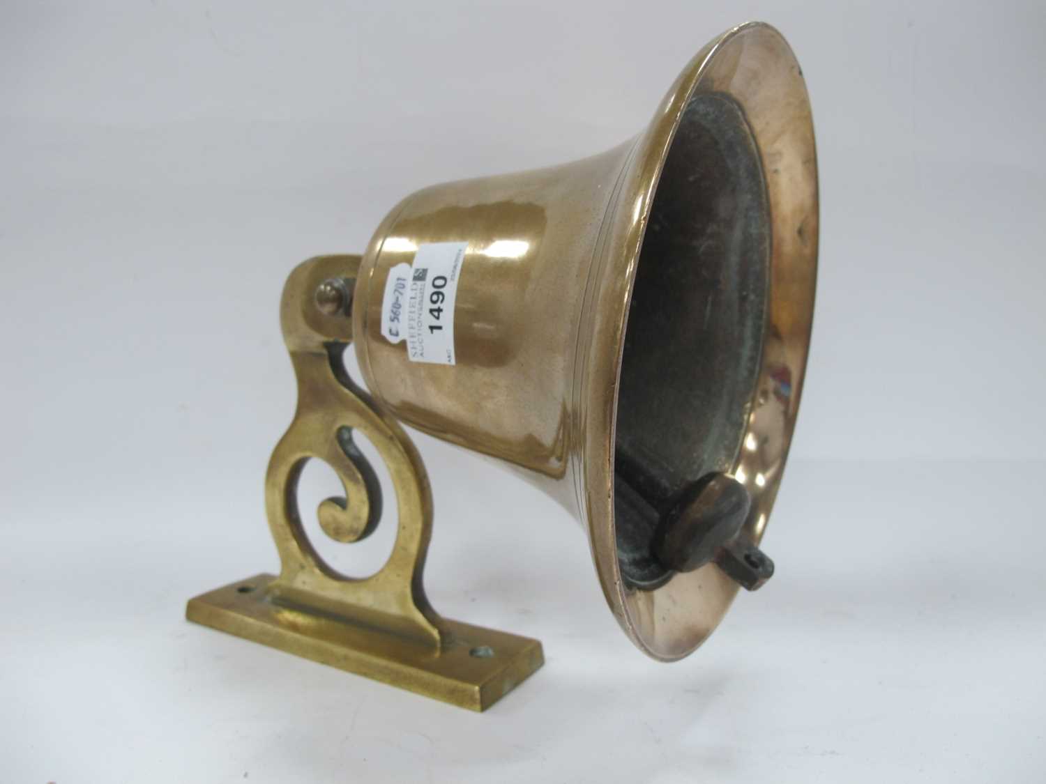 Lot 1490 - Brass Ships Bell, with clanger and 'C'