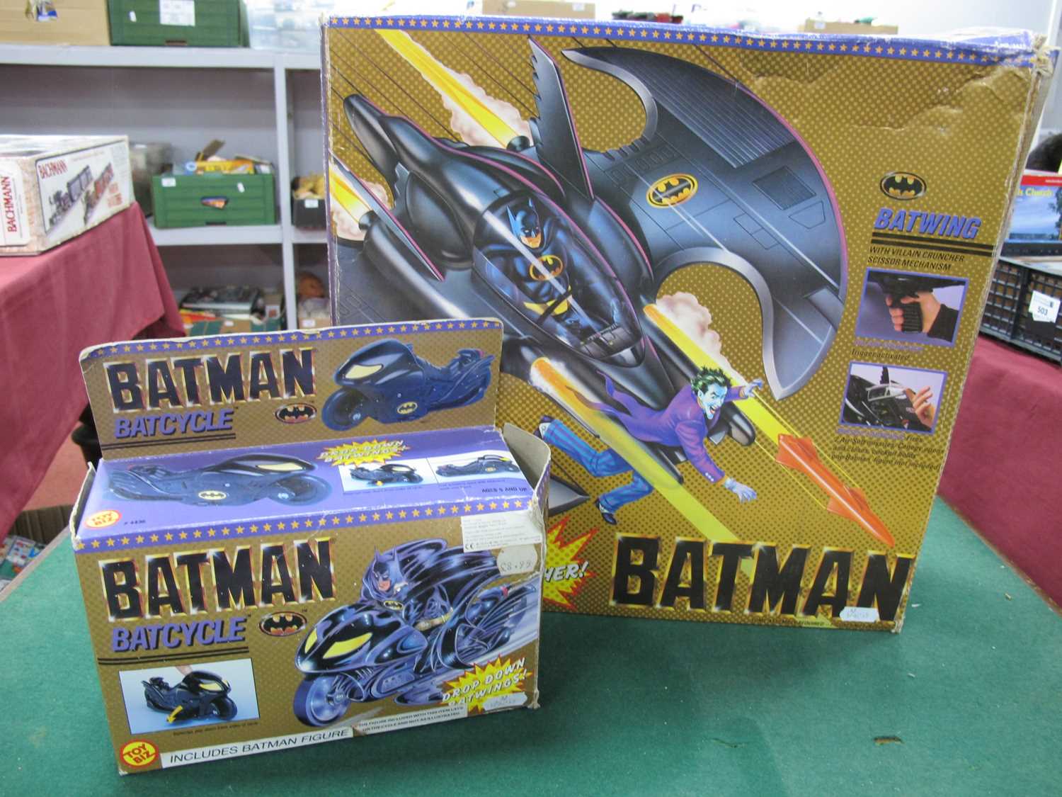 Lot 541 - Two boxed Batman plastic model vehicles by
