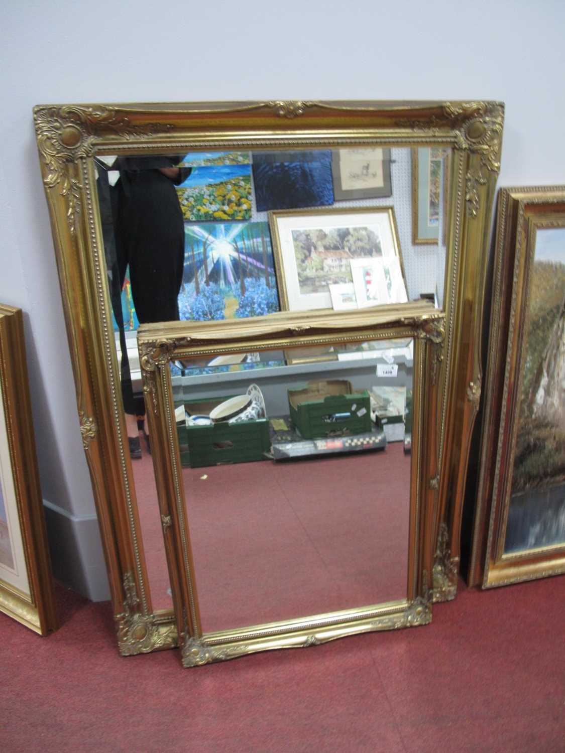 Lot 1499 - A Gilt Rectangular Shaped Wall Mirror,