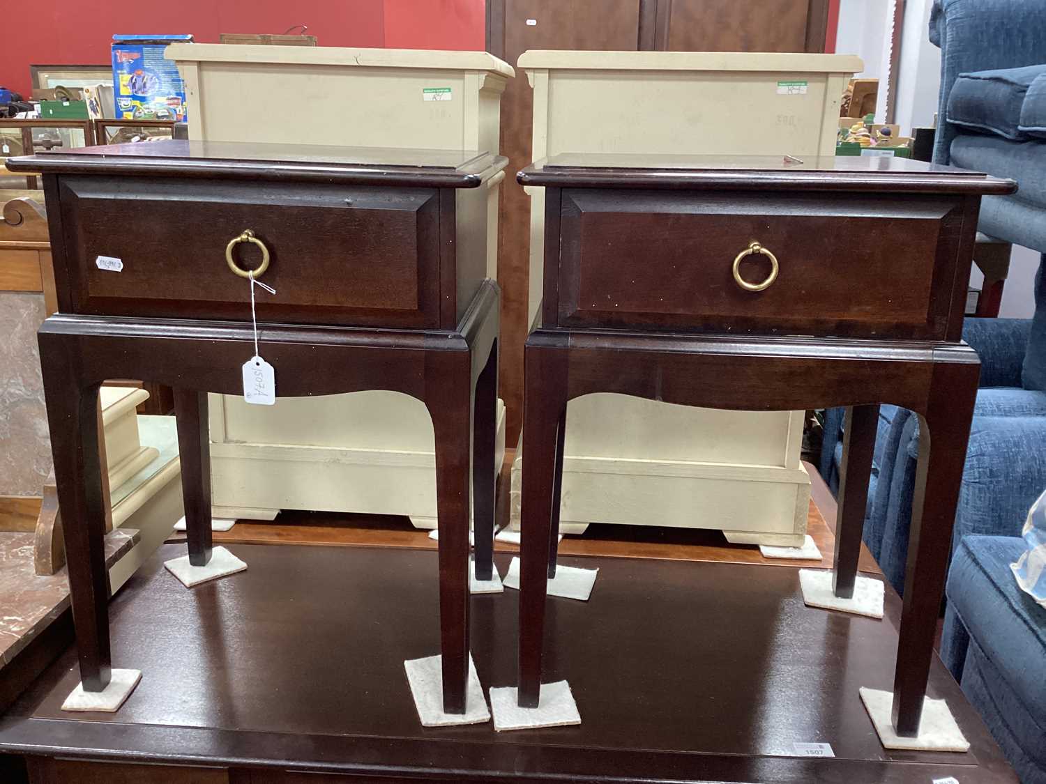 Lot 1507 - Stag Bedside Tables, each with single