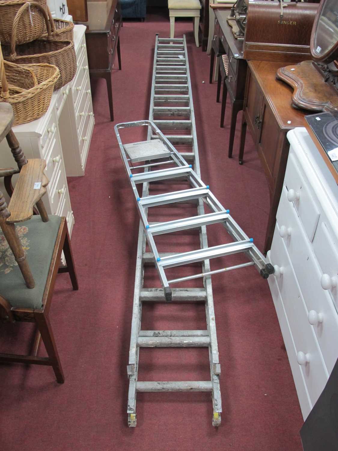 Lot 1490 - Aluminium Extending Ladders, together with