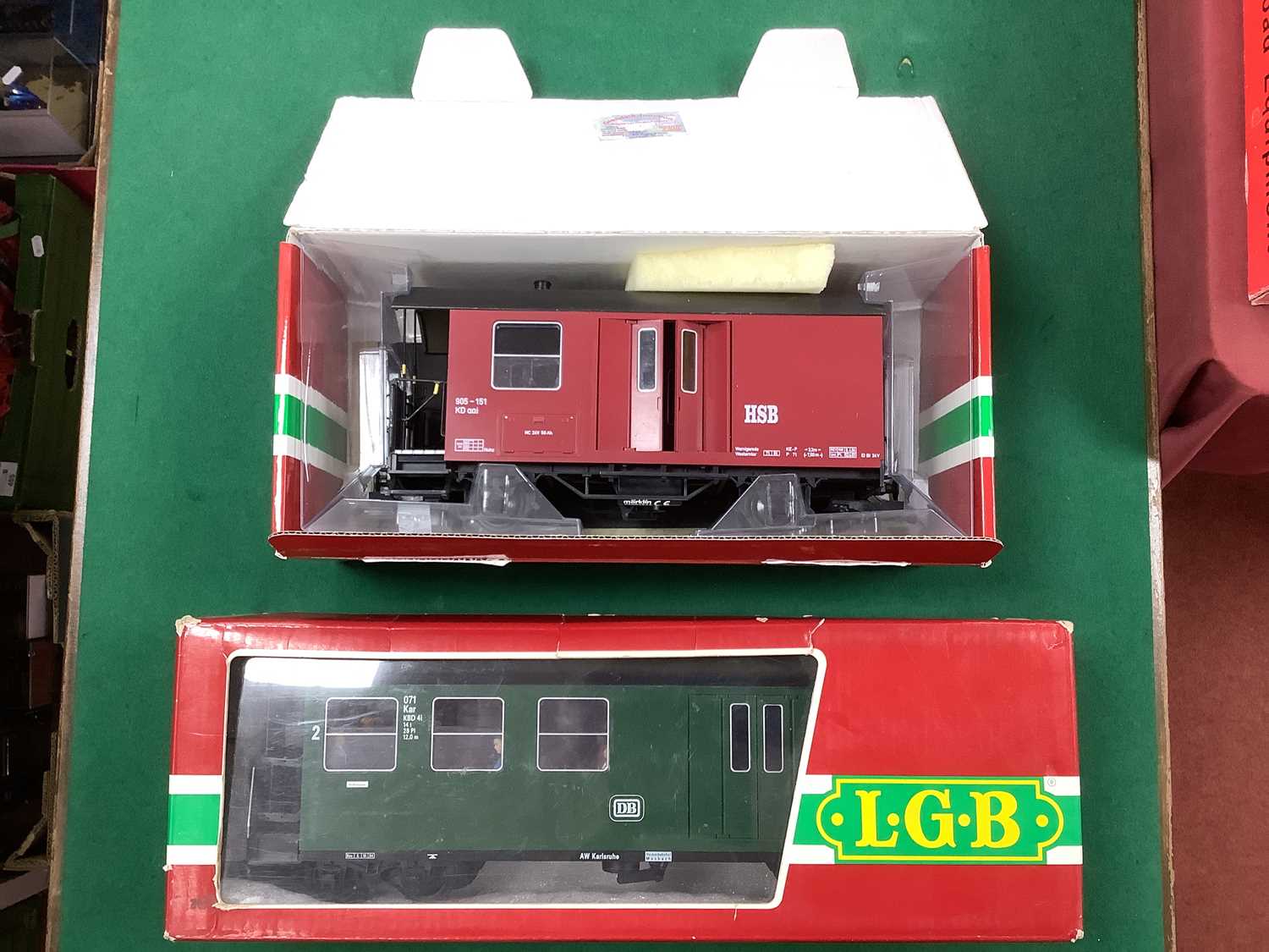 Lot 584 - Two LGB G Scale coaches, DB bogie coach ref