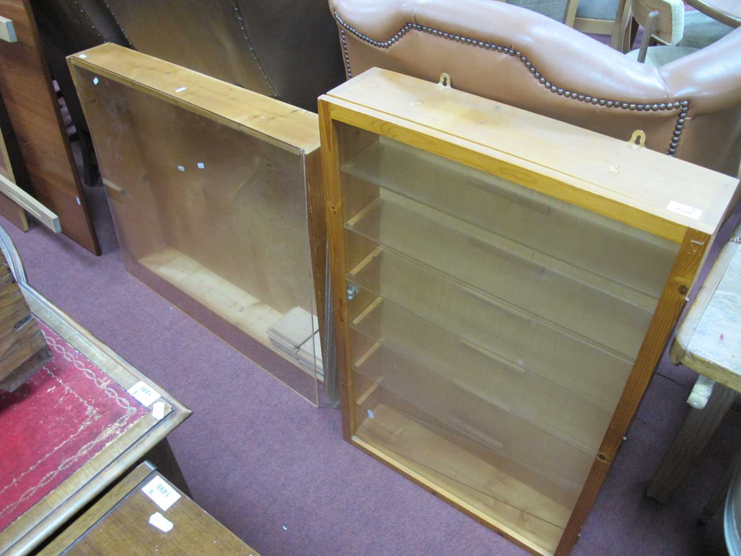 Lot 1510 - Two Pine Wall Display Units, with perspex