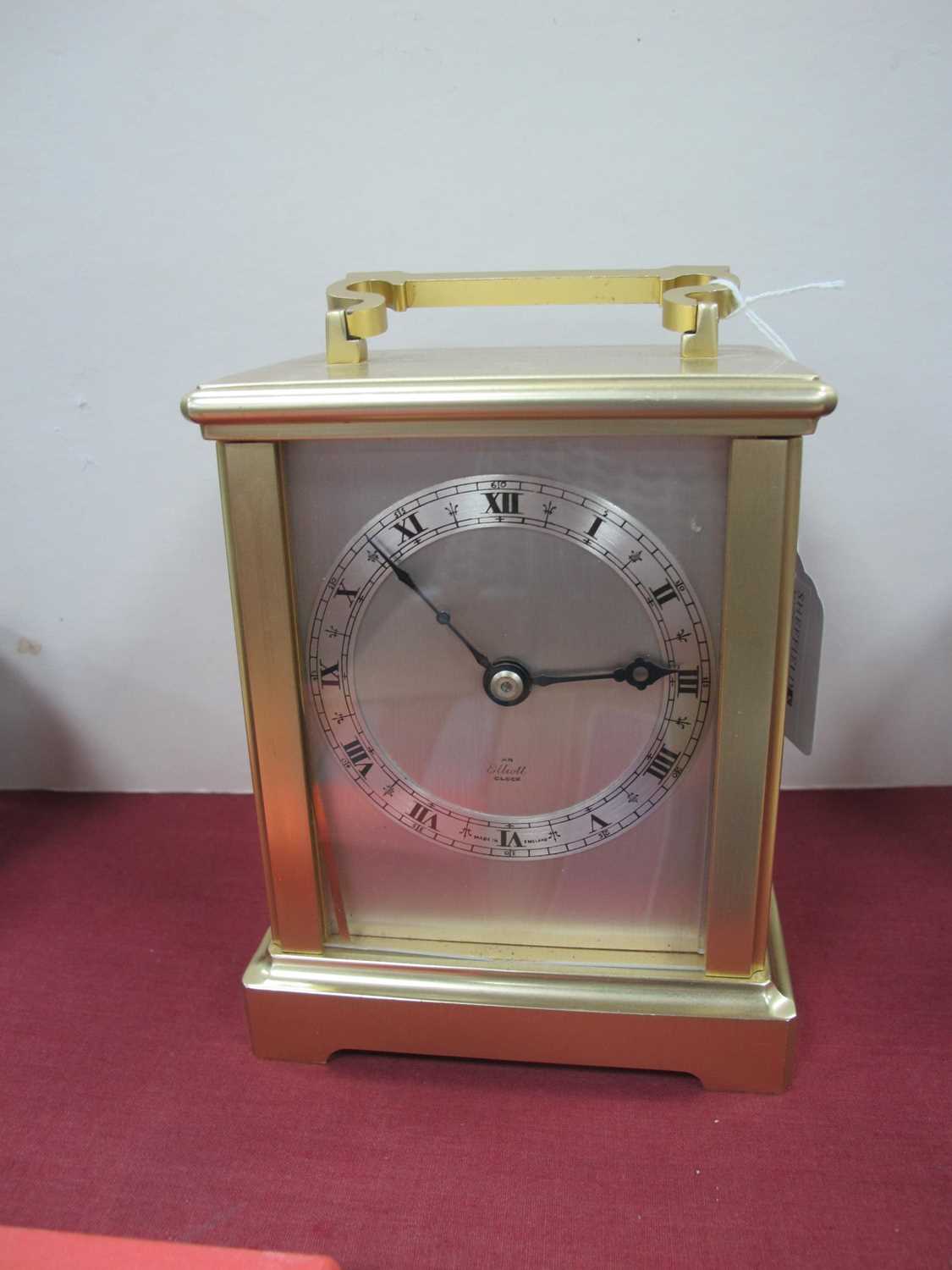 Lot 1375 - Elliott Mantle Clock, in brass casing, with