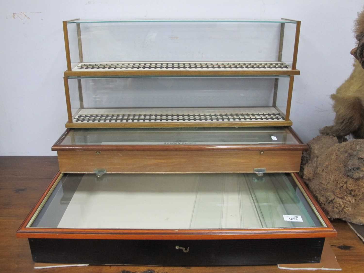 Lot 1638 - Two Wall Display Cases, with glass shelves,