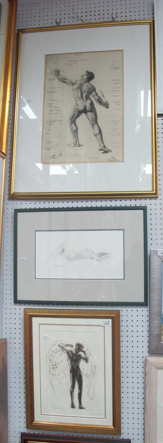 Lot 1419 - Tim Brough, Reclining Nude, pencil drawing,