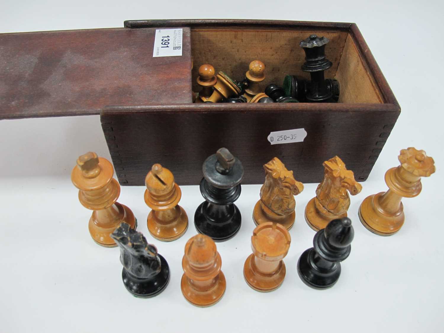 Lot 1282 - An Early XX Century Turned Wood Chess Set,