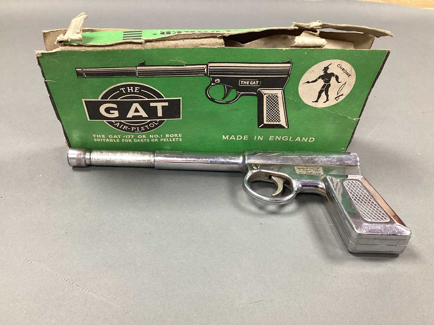 Lot 526 - Vintage Gat Chrome -177 Air Pistol, with