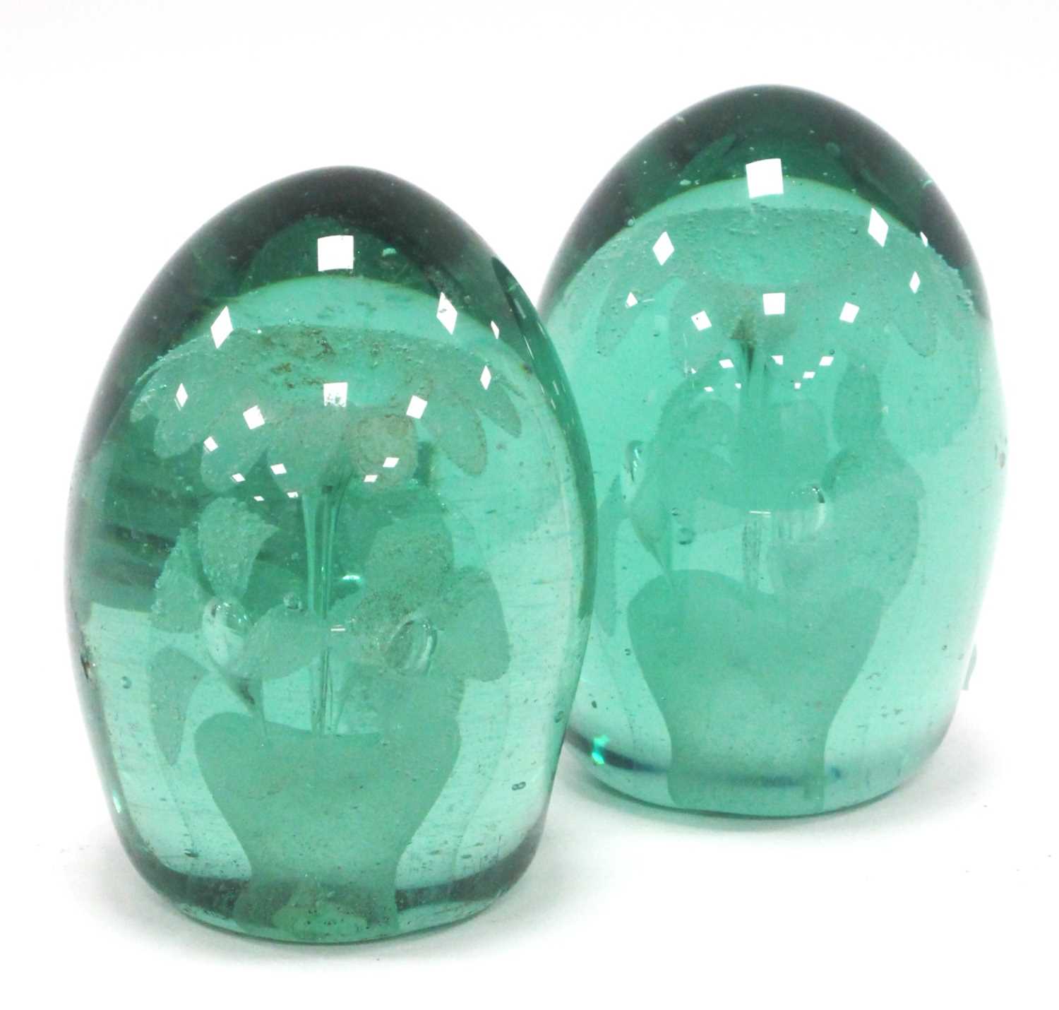 Lot 1218 - A Pair of Late XIX Century Green Glass