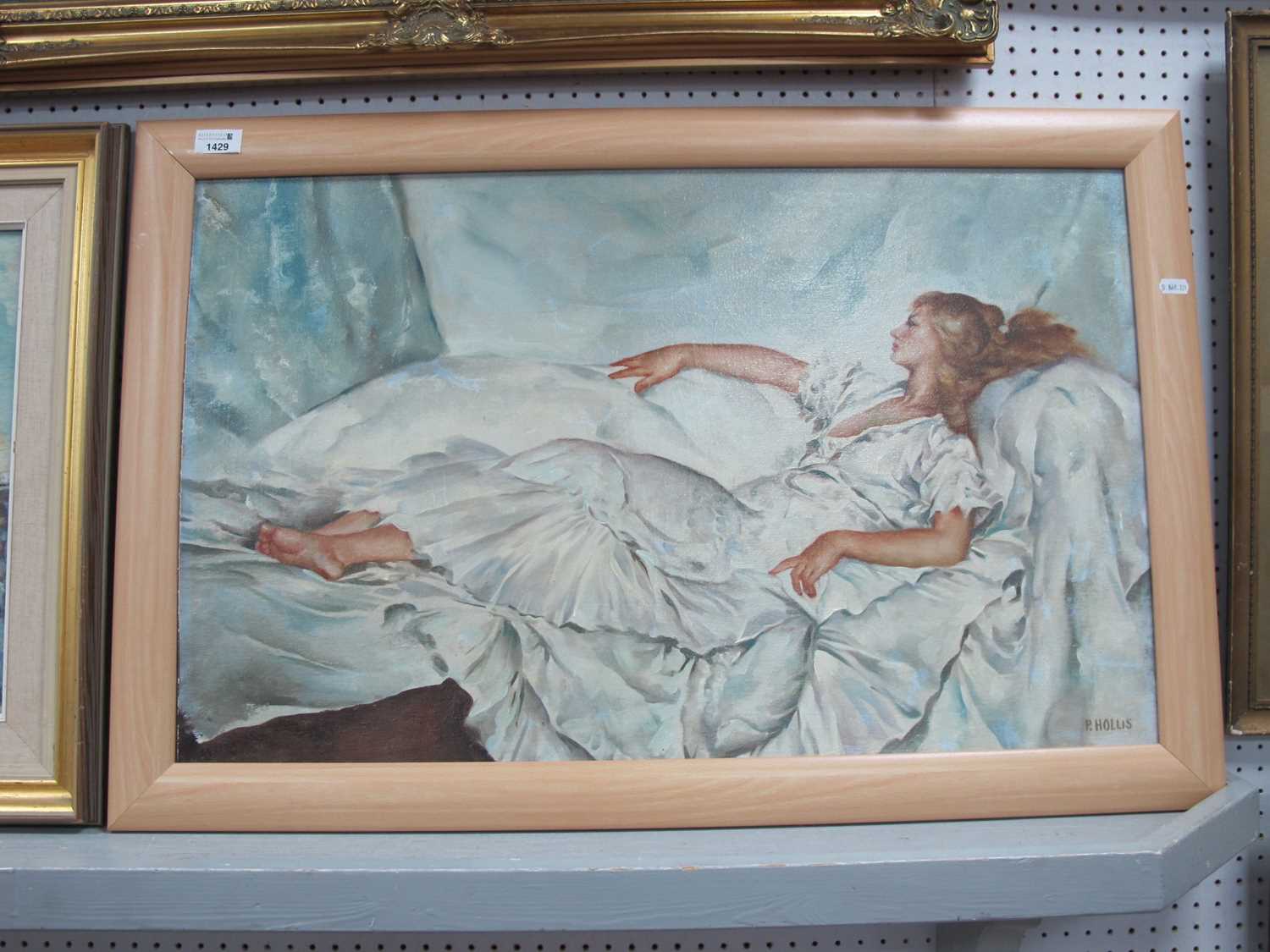 Lot 1429 - P Hollis, Study of a Reclining Lady in the