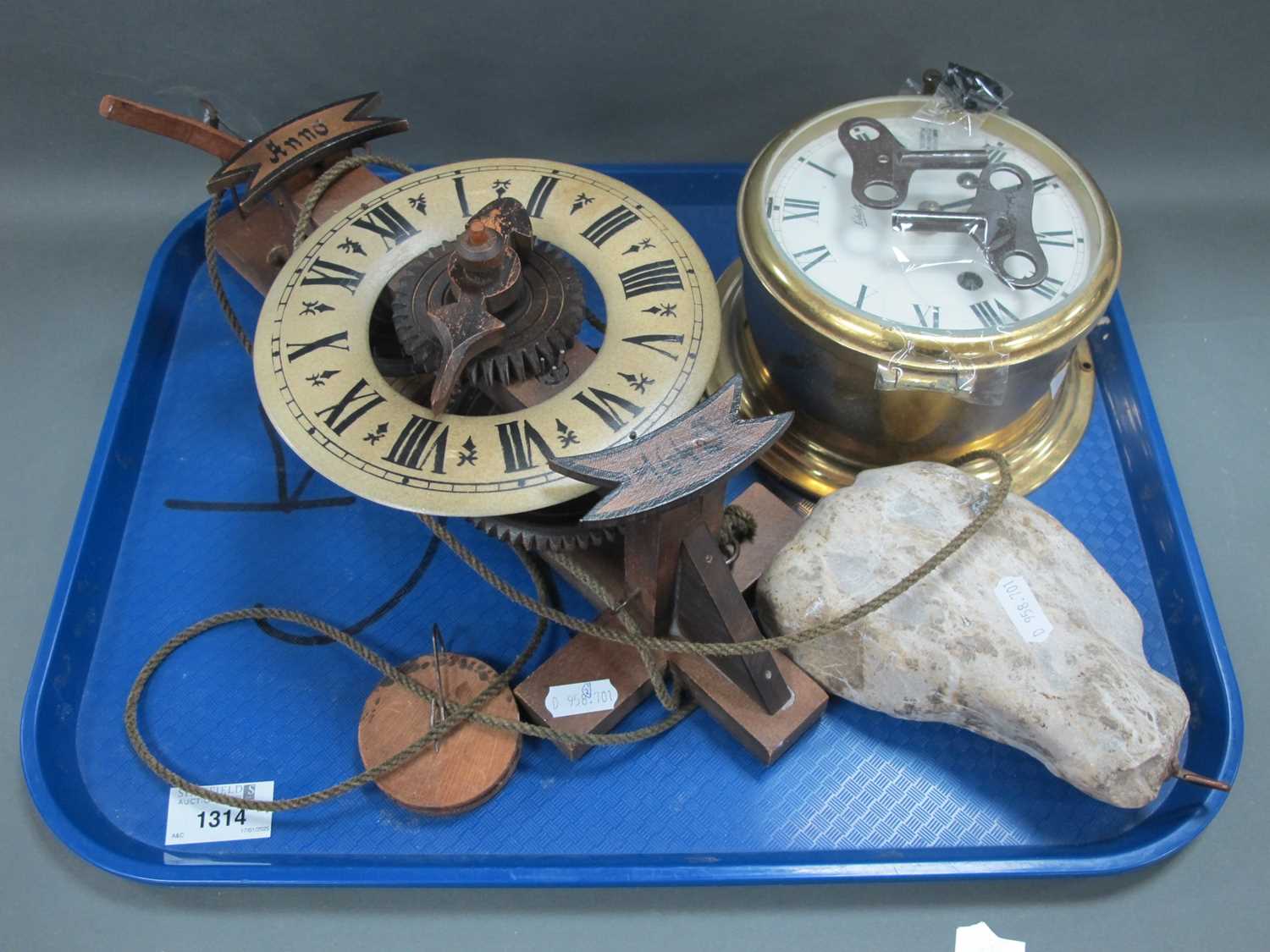 Lot 1314 - Schatz Brass Cased Ships Wall Clock,