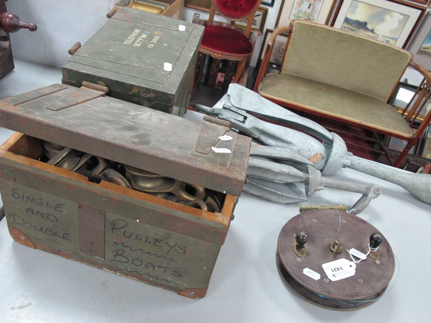 Lot 1431 - Brass Pulley's (two boxes), together with