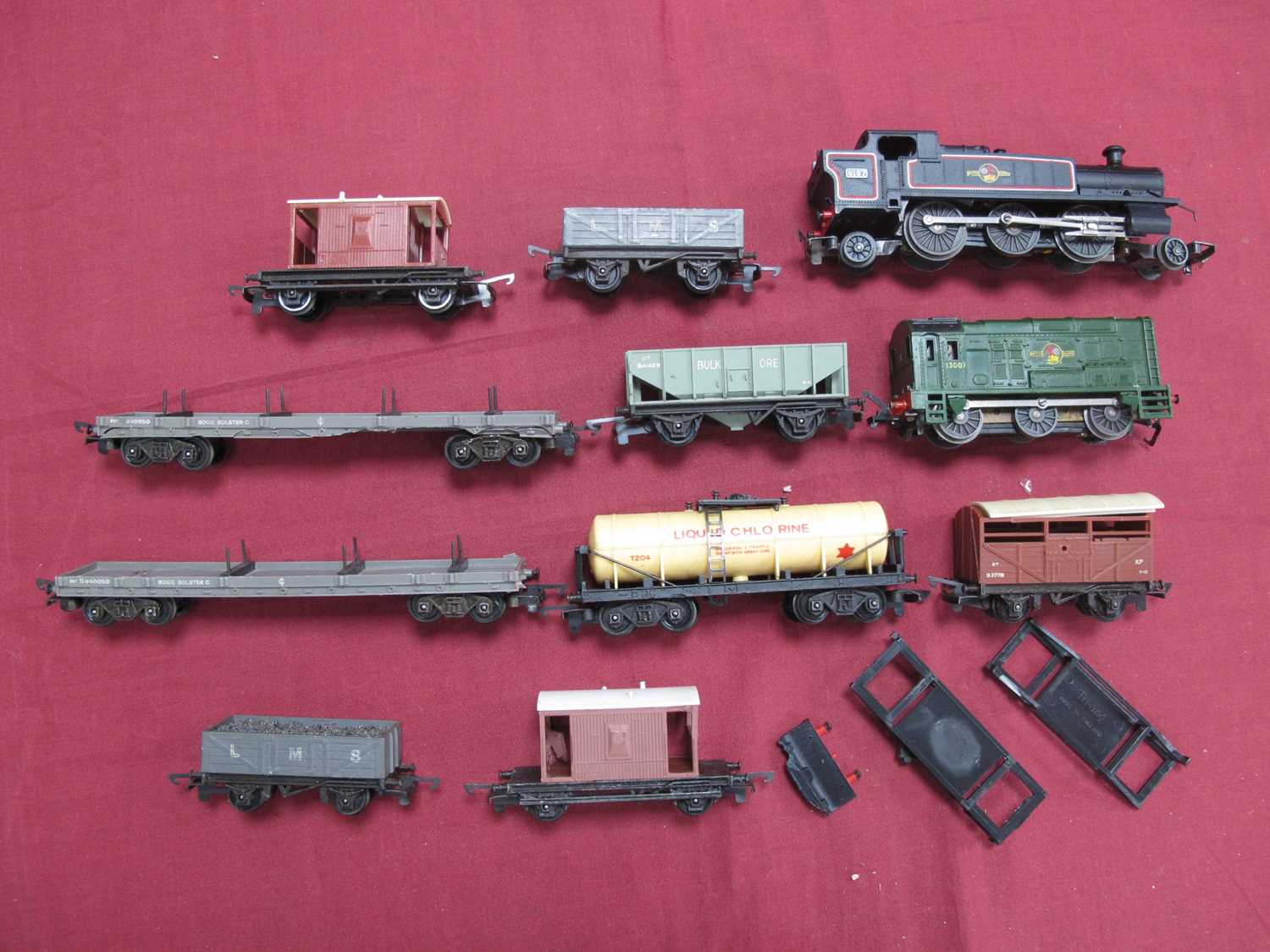 Lot 361 - Two Triang TT Locomotives and Nine Wagons,