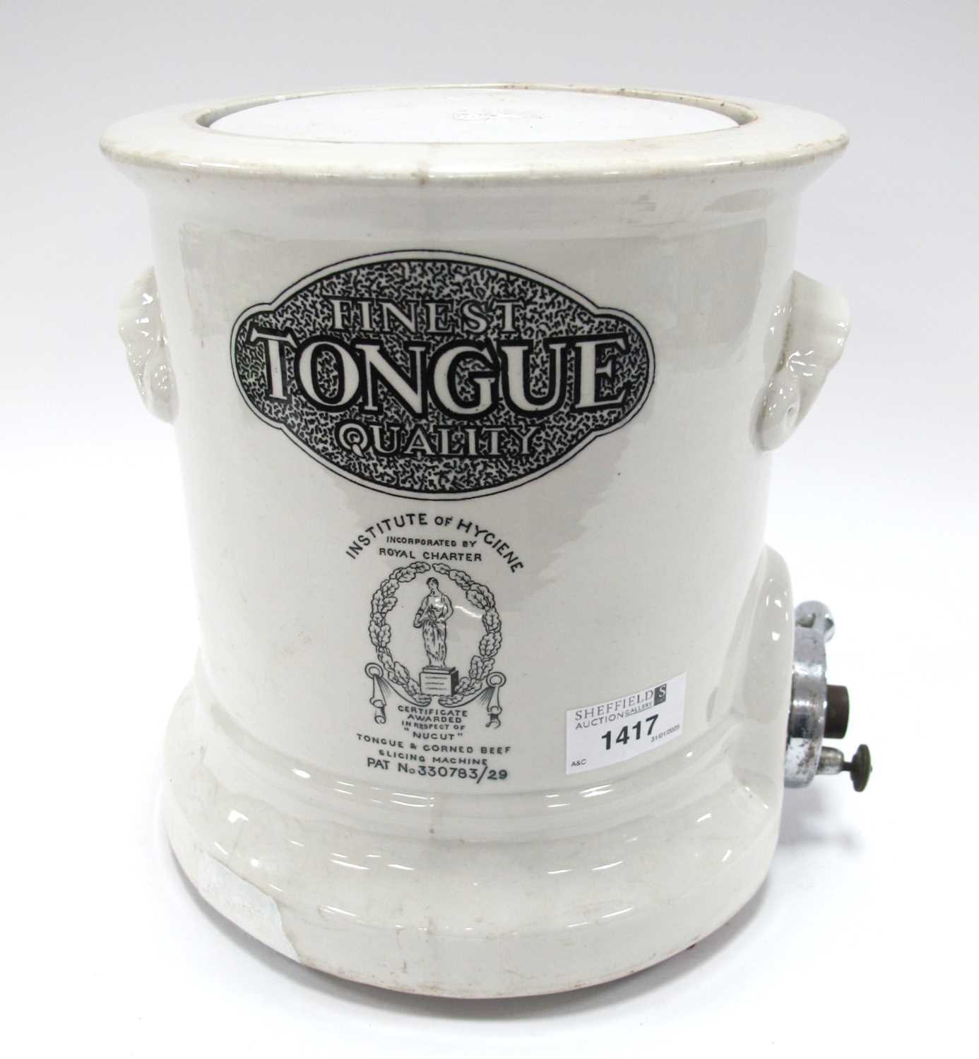 Lot 1417 - A 1929 Butchers Shop Ceramic Tongue Slicing