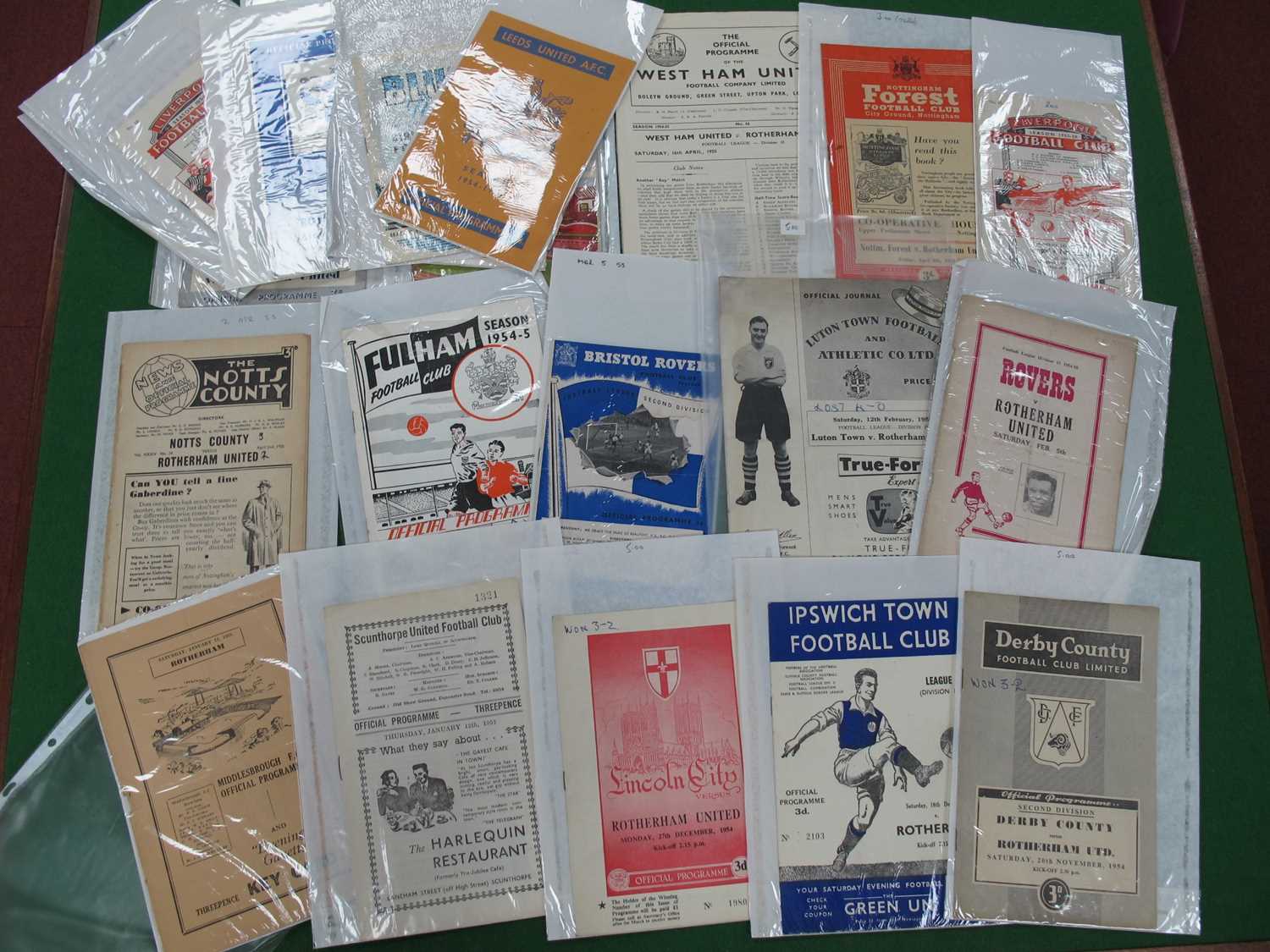 Lot 637 - 1954-55 Rotherham United Away Programmes,