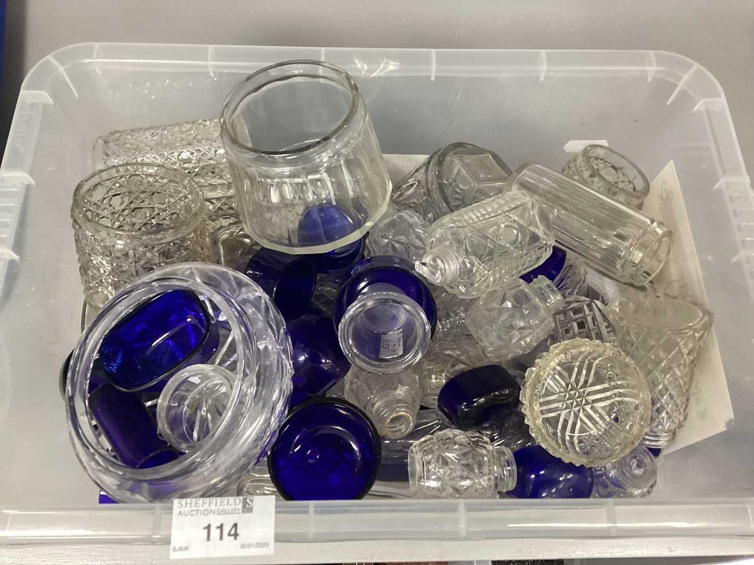 Lot 114 - Blue and Other Glass Liners, cut glass