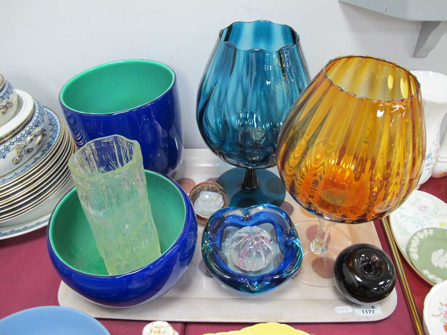 Lot 1177 - LSA Handmade Glass Vase and Bowl, cobalt