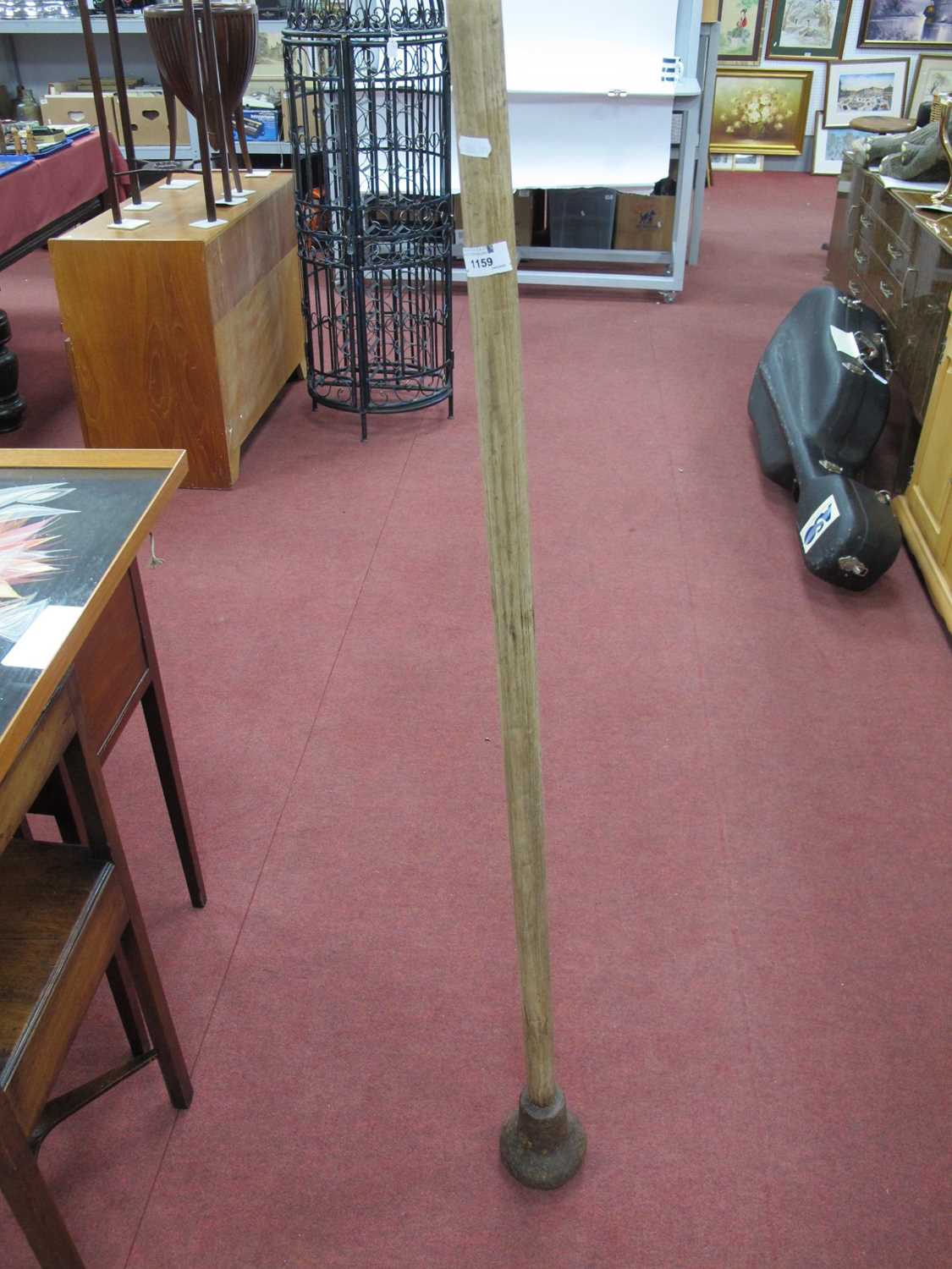 Lot 1159 - Cast Iron Tarmac Pressing Stick with wooden