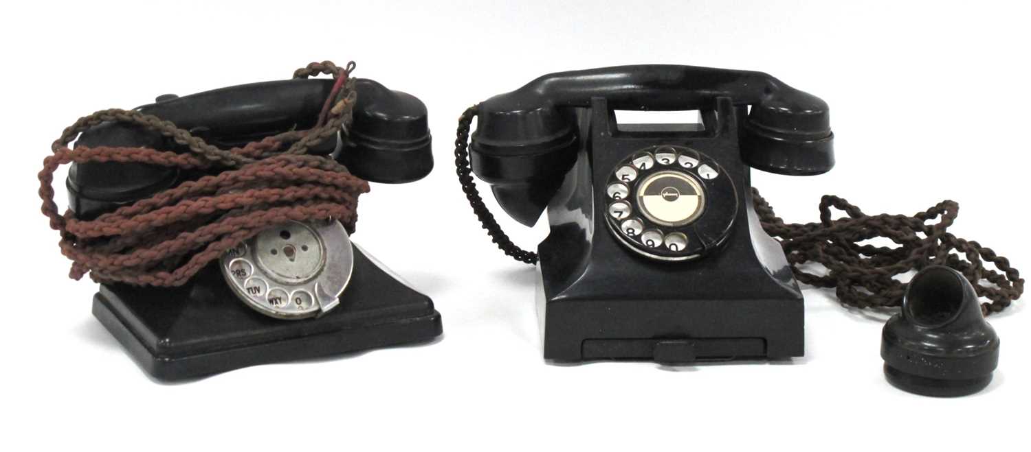 Lot 1393 - Vintage Black Bakelite Telephone, together