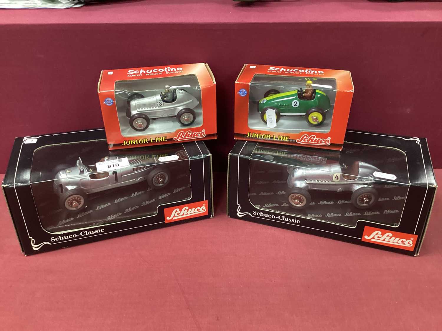 Lot 810 - Four Modern Schuco Tinplate Racing Cars to