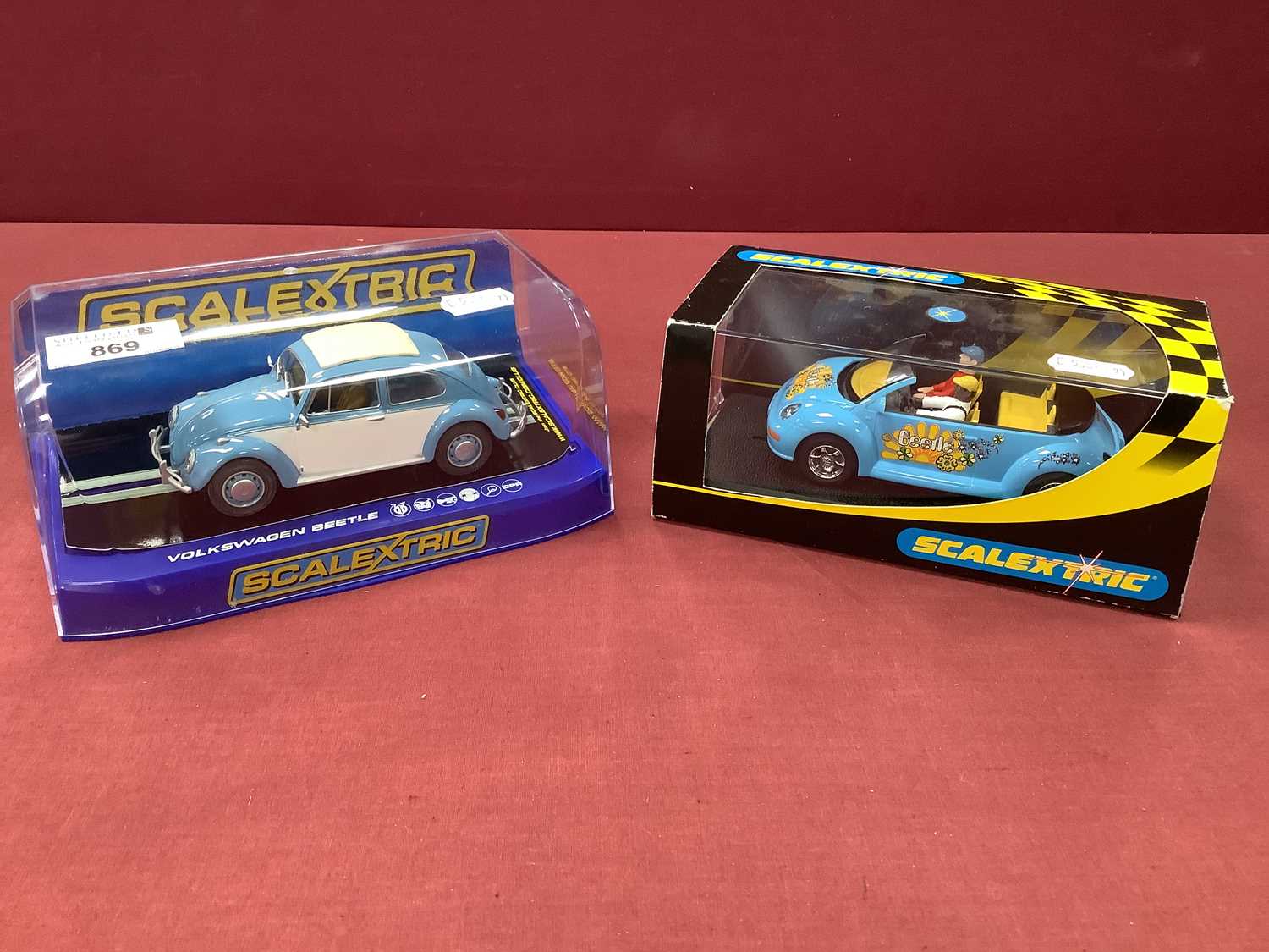 Lot 869 - Two Scalextric 1:32 Scale Volkswagen Beetle