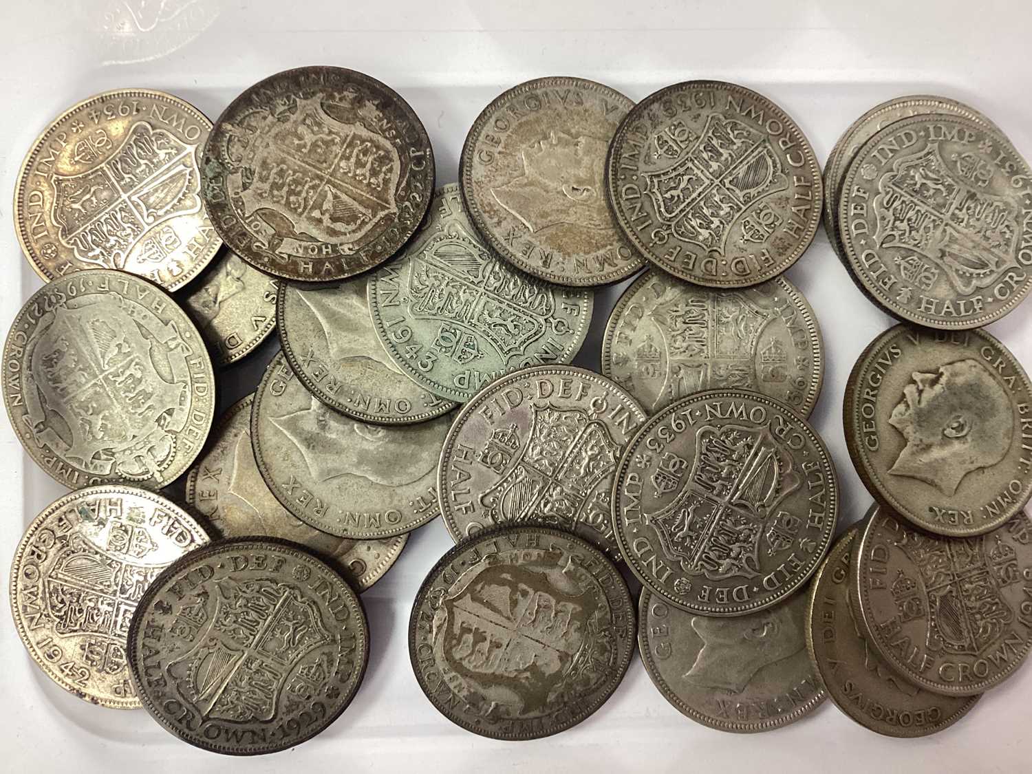 Lot 582 - Collection Of GB Pre 1947 Silver Half Crowns,