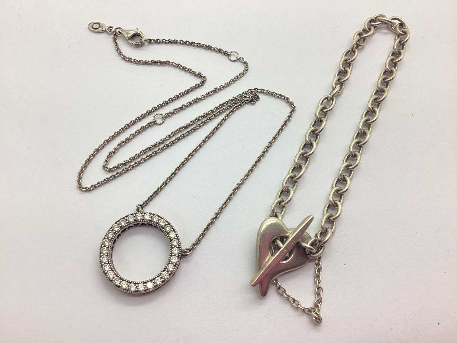 Lot 134 - Pandora; Circle of Sparkle Pendant Necklace,