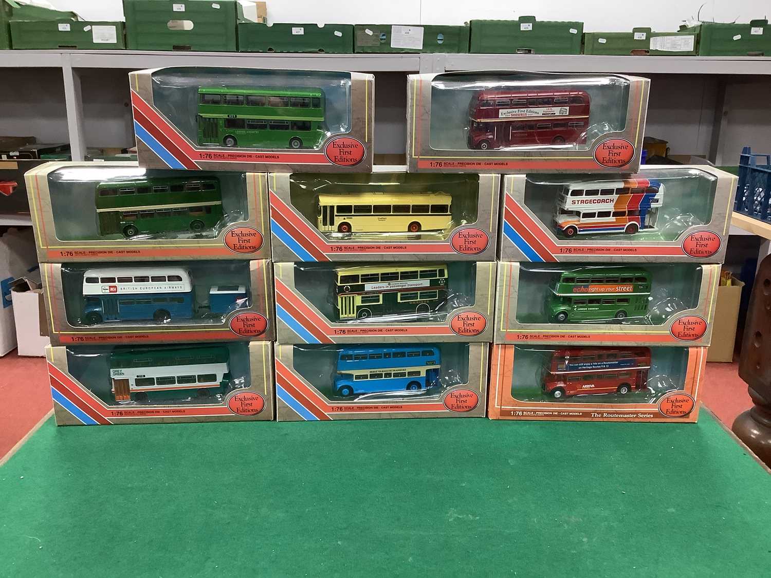 Lot 553 - Eleven 1:76 Scale Diecast Model Buses by EFE